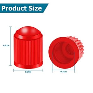 30PCS Tire Valve Caps, Plastic Dust Proof Air Caps Cover for Car Tyre, Airtight Seal Stem Covers with O Rubber Ring, Auto Accessories Universal for Trucks, Motorcycles, Bicycles, SUV (Red)