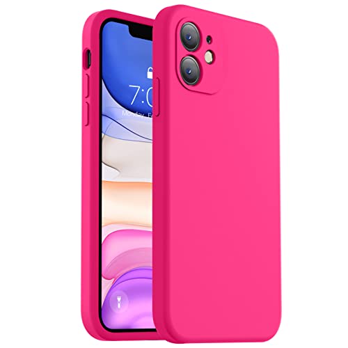 Vooii Compatible with iPhone 11 Case, Upgraded Liquid Silicone with [Square Edges] [Camera Protection] [Soft Anti-Scratch Microfiber Lining] Phone Case for iPhone 11 6.1 inch - Hot Pink