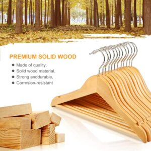 Wooden Hangers 30 Pack - Suit Hangers with 360-Degree Rotatable Hook - Smooth Natural Finish & Durable Wooden Coat Hangers - Heavy Duty Hangers for Clothes, Jacket, Shirt, Tank Top, Dress - Natural