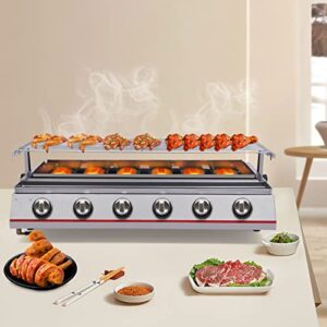 Portable Gas Grill, 6-Burner Outdoor BBQ Grill, Stainless Steel Camping Griddle Station, for Camping, Picnics & Tailgating