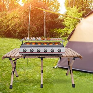 Portable Gas Grill, 6-Burner Outdoor BBQ Grill, Stainless Steel Camping Griddle Station, for Camping, Picnics & Tailgating