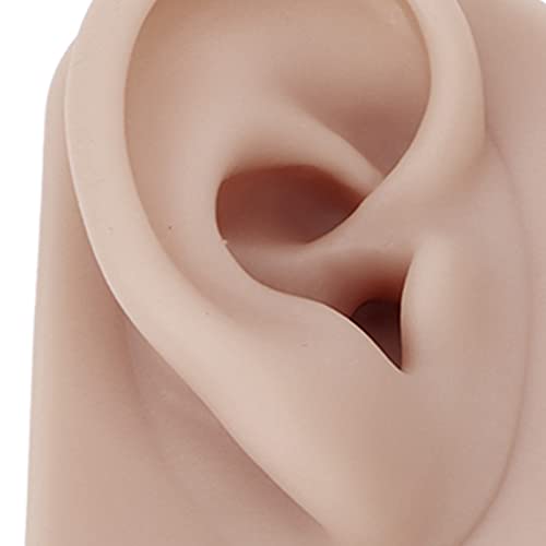 Silicone Ear Model, 1 Pair Simulated Human Skin Versatile Soft Silicone Ear Model for Adults for Salon(Deep Skin Color)