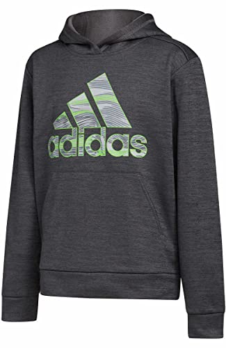 adidas Youth Tech Fleece Pullover Hoodie (as1, alpha, l, regular, Dark Grey/Neon Green)