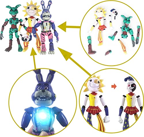 3-Piece FNAF Game-Inspired Action Figures Set - Bonnie Bear, Security Breach, Sundrop Doll - Movable Joints PVC Model Toys & Gifts