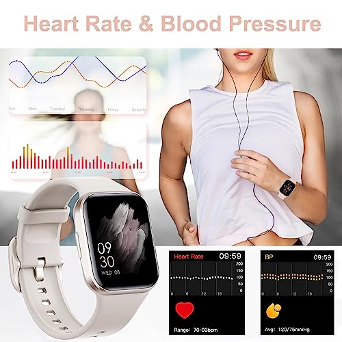 Fitness Tracker Heart Rate Monitor Blood Pressure Watch Pedometer Waterproof Blood Oxygen Monitor Sleep Step Counter Sport Wrist Watch for Women Men Smartwatch for Android Phones Compatible iPhone