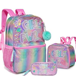 htgroce girls backpack with lunch box kindergarten backpack for girls elementary bookbag for students school preschool toddler backpack set girls preschool school bag with lunch box pencil case