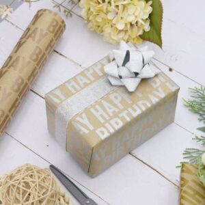 Blavermant Birthday Kraft Wrapping Paper Roll - Birthday Theme Design Great for Birthday, Party, Baby Shower Wrap - 17" X 32.8ft