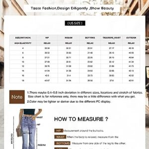 EVALESS Bell Bottom Jeans for Women High Waisted Button Fly Wide Leg Denim Flare Pants Blue 4