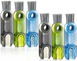 6 pack 3 in 1 multifunctional gap cleaning brush tiny bottle cup lid detail brush mini crevice cleaning brush multipurpose straw cleaner brush for home kitchen cleaning (3 colors)