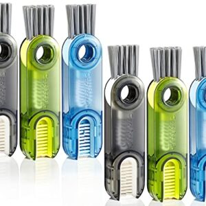 6 Pack 3 in 1 Multifunctional Gap Cleaning Brush Tiny Bottle Cup Lid Detail Brush Mini Crevice Cleaning Brush Multipurpose Straw Cleaner Brush for Home Kitchen Cleaning (3 Colors)