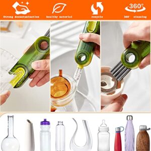 6 Pack 3 in 1 Multifunctional Gap Cleaning Brush Tiny Bottle Cup Lid Detail Brush Mini Crevice Cleaning Brush Multipurpose Straw Cleaner Brush for Home Kitchen Cleaning (3 Colors)