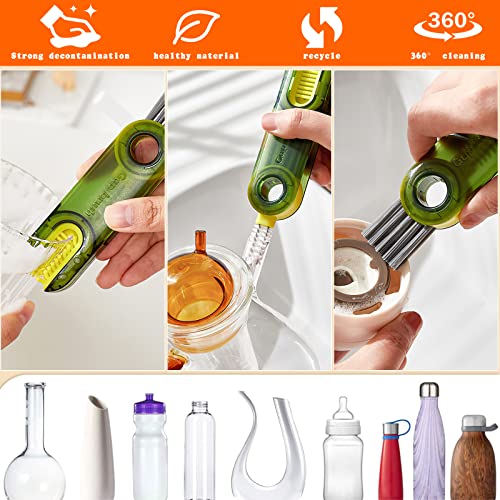 6 Pack 3 in 1 Multifunctional Gap Cleaning Brush Tiny Bottle Cup Lid Detail Brush Mini Crevice Cleaning Brush Multipurpose Straw Cleaner Brush for Home Kitchen Cleaning (3 Colors)