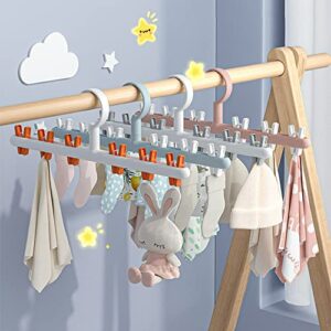 OEACC 2 Pack Windproof Sock Clips Hanger, PP Plastic Anti-Tangle Clothes Drying Rack with 360° Swivel Hook and Strong Clips for Drying and Organize Underwear, Socks, Hats, Scarves, Pants