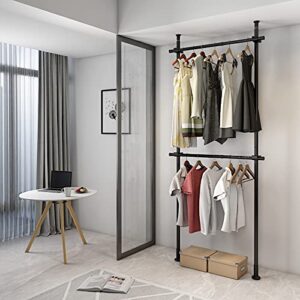 AngelcityCC Adjustable Clothing Rack Double Rod Clothing Rack 2 Tier Hanger for Hanging Clothes Freestanding Garment Rack Closet Rack