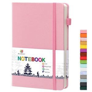 blumost lined journal notebooks with pen loop, hardcover notebook journal for work, 100gsm premium thick paper with inner pocket, medium 5"x8.25", (pink)