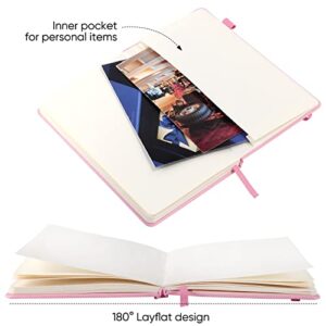 BLUMOST Lined Journal Notebooks with Pen Loop, Hardcover Notebook Journal for Work, 100Gsm Premium Thick Paper with Inner Pocket, Medium 5"x8.25", (Pink)