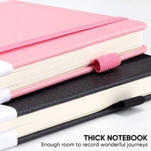 BLUMOST Lined Journal Notebooks with Pen Loop, Hardcover Notebook Journal for Work, 100Gsm Premium Thick Paper with Inner Pocket, Medium 5"x8.25", (Pink)