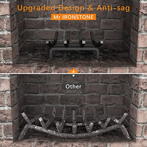 Mr IRONSTONE Fireplace Grate 14 inch Solid Steel Heavy Duty Firewood Log Burning Rack 3/4" Bar Fire Grates for Outdoor Kindling Tools Pit Indoor Fireplace Log Holder Wrought Iron Wood Stove