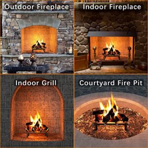 Mr IRONSTONE Fireplace Grate 14 inch Solid Steel Heavy Duty Firewood Log Burning Rack 3/4" Bar Fire Grates for Outdoor Kindling Tools Pit Indoor Fireplace Log Holder Wrought Iron Wood Stove