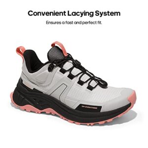 NORTIV 8 Womens Lightweight Hiking Shoes Quick Laces Outdoors Sneakers, Grey Pink - 8 (SNHS239W)