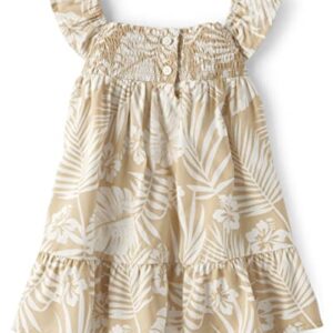 The Children's Place Baby Girls' and Newborn Dresses, Cream Palm Print, 6-9 Months