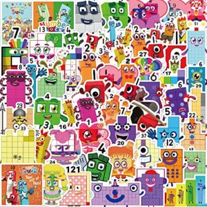 52pcs numberblocks stickers for laptop and computer, digital building blocks for children's enlightenment waterproof vinyl stickers for water bottle skateboard guita car bumper luggage,cartoon art graffiti decals for kids girls teens adults (enlightenment