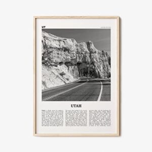 utah print black and white nature, utah wall art, utah poster, utah photo, utah wall décor, utah map, united states