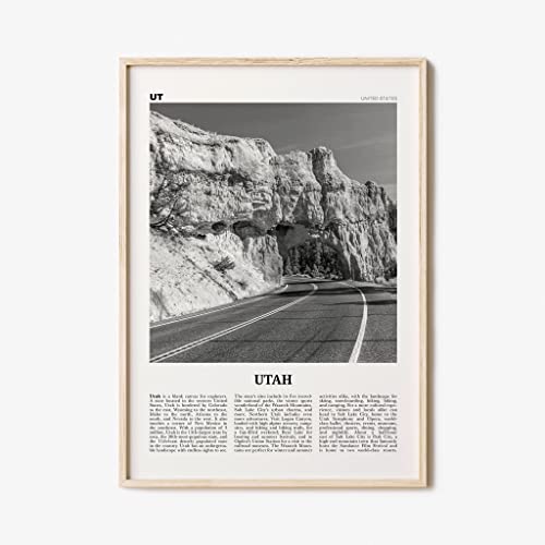 Utah Print Black and White Nature, Utah Wall Art, Utah Poster, Utah Photo, Utah Wall Décor, Utah Map, United States