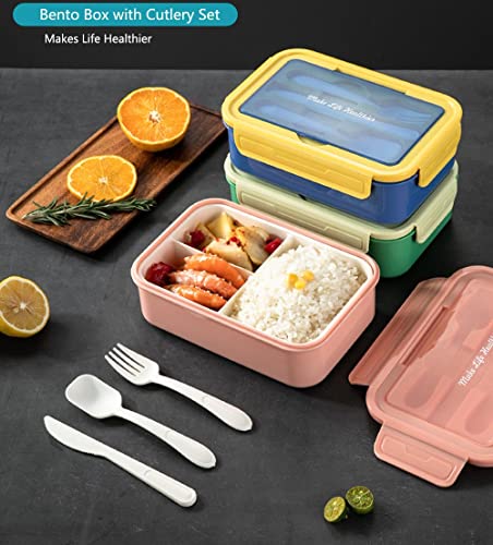 Gere Bento Box,1400 ML, Lunch Box With Spoon & Fork, Comes with Insulated Lunch Bags - Durable Perfect Size for On-the-Go Meal, Microwave Dishwasher Safe (Blue)