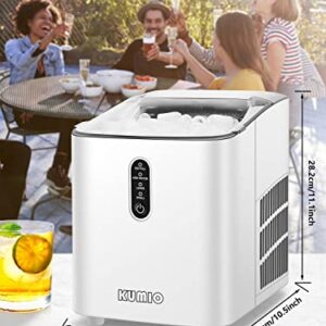 KUMIO Ice Makers Countertop, Portable Ice Maker with Self-Cleaning, 8 Cubes/9 Mins, 26.5Lbs/24Hrs, Ice Machine with Scoop and Basket, 2 Sizes of Bullet Ice for Home Office Bar Party