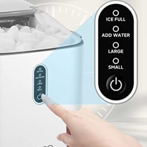 KUMIO Ice Makers Countertop, Portable Ice Maker with Self-Cleaning, 8 Cubes/9 Mins, 26.5Lbs/24Hrs, Ice Machine with Scoop and Basket, 2 Sizes of Bullet Ice for Home Office Bar Party