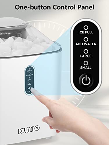 KUMIO Ice Makers Countertop, Portable Ice Maker with Self-Cleaning, 8 Cubes/9 Mins, 26.5Lbs/24Hrs, Ice Machine with Scoop and Basket, 2 Sizes of Bullet Ice for Home Office Bar Party