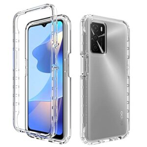 Zoeirc Case for Oppo A16/OPPO A16S/OPPO A54S CPH2273 Case with Tempered Glass Screen Protector, Soft 360 Full Body Shockproof Hybrid Bumper Crystal Clear Case Cover for Oppo A16 4G (Clear)