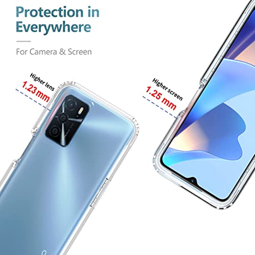 Zoeirc Case for Oppo A16/OPPO A16S/OPPO A54S CPH2273 Case with Tempered Glass Screen Protector, Soft 360 Full Body Shockproof Hybrid Bumper Crystal Clear Case Cover for Oppo A16 4G (Clear)