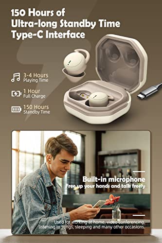 SZHTFX Sleep Earbuds Small Bluetooth Earbuds Mini Wireless Discreet Earbud for Music, Home, Work (Nude)