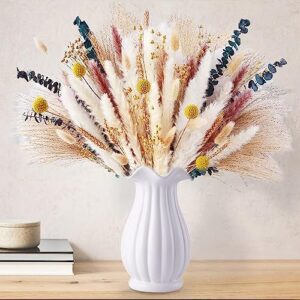 115pcs dried pampas grass - natural pompas grass boho dried flowers bouquet , diy short pampas grass artistic home decor for wedding floral arrangements and bedroom