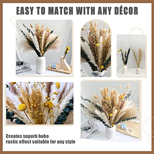 115pcs Dried Pampas Grass - Natural Pompas Grass Boho Dried Flowers Bouquet , DIY Short Pampas Grass Artistic Home Decor for Wedding Floral Arrangements and Bedroom