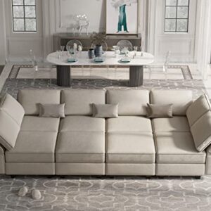 Belffin Modular Sectional Sofa with Storage Chaises Sleeper Couch 8 Seat Bed Grey…