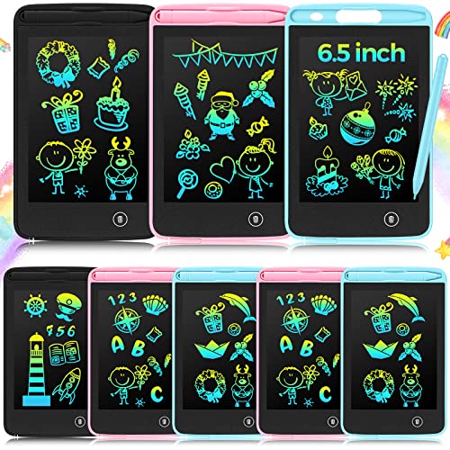 8 Pcs LCD Writing Tablet 6.5 Inch Colorful Drawing Board Educational Kids Doodle Pad Drawing Board Doodle Scribbler Board for Aged 3-6 Girls Boys Office Gifts Drawing Board (Black, Pink, Blue)