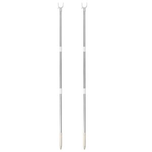 pole 2pcs clothes reach poles retractable clothes drying fork stainless steel clothesline rod pole wardrobe hook adjustable reaching pole for balcony closet reach tool