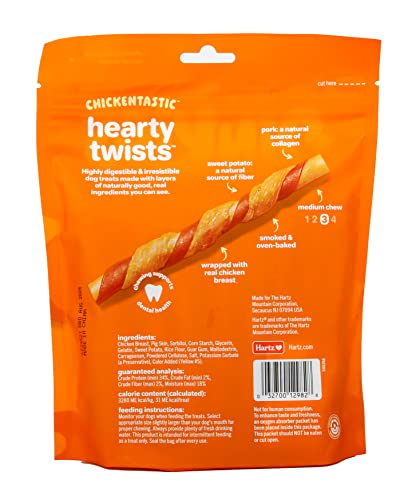 Hartz Oinkies Chickentastic Hearty Twists Dog Treats with Real Chicken Breast, Sweet Potato, and Smoked Pork, Long-Lasting Yet Highly Digestible, 24 Count