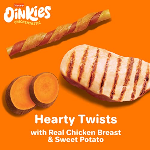 Hartz Oinkies Chickentastic Hearty Twists Dog Treats with Real Chicken Breast, Sweet Potato, and Smoked Pork, Long-Lasting Yet Highly Digestible, 24 Count