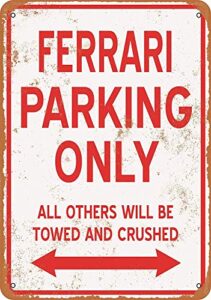 8 x 12 tin metal sign - vintage look ferrari parking only bar cafe home wall art deco