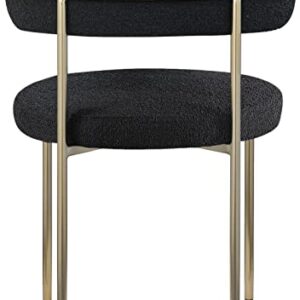 Meridian Furniture Beacon Collection Modern | Contemporary Upholstered Dining Chair, Brushed Brass Finish Iron Frame, Set of 2, 22" W x 21" D x 30" H, Black