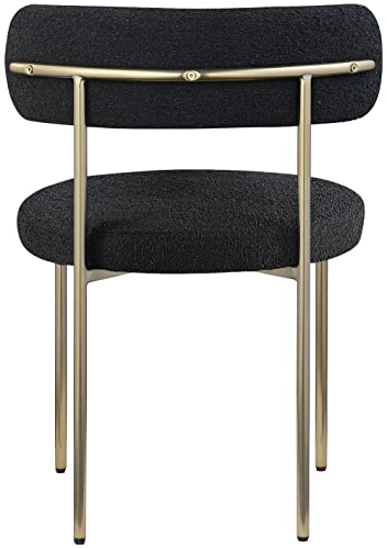 Meridian Furniture Beacon Collection Modern | Contemporary Upholstered Dining Chair, Brushed Brass Finish Iron Frame, Set of 2, 22" W x 21" D x 30" H, Black