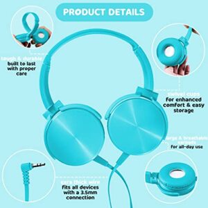 Wensdo Kids Headphones for School Classroom Bulk 6 Pack Multi Colored Students Wired Headsets, Comfy Swivel Earphones, Library Airplane Online Learning & Travel, Noise Stereo Sound