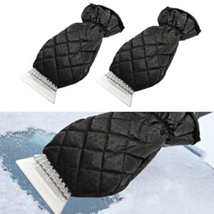 2pcs car ice scraper with glove-mitt snow scraper removal glove oxford cloth-waterproof & windproof -cleaning snow shovel ice scraper tool for auto window|ice scraper|