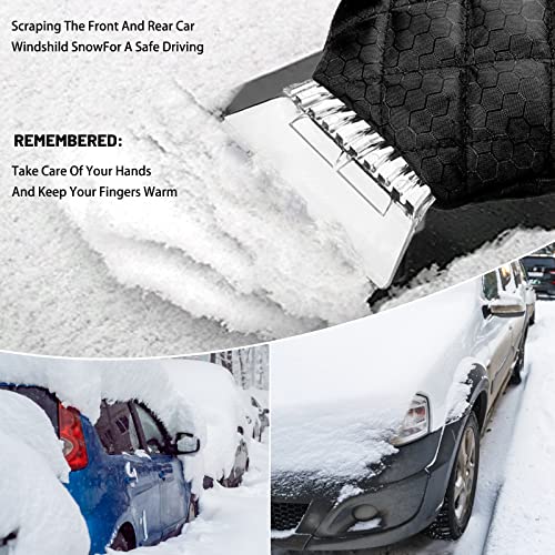 2PCS Car Ice Scraper with Glove-Mitt Snow Scraper Removal Glove Oxford Cloth-Waterproof & Windproof -Cleaning Snow Shovel Ice Scraper Tool for Auto Window|Ice Scraper|