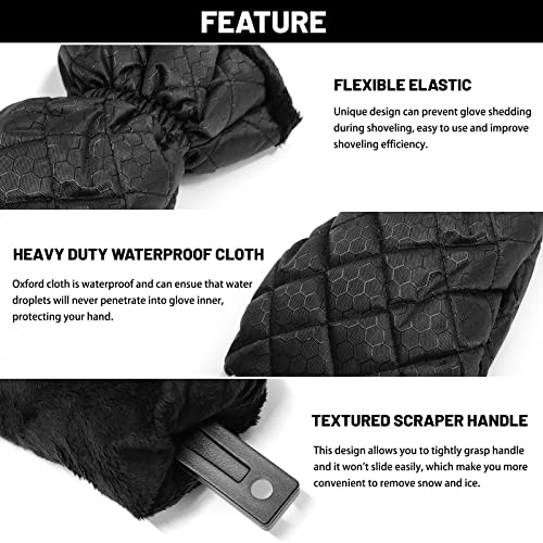 2PCS Car Ice Scraper with Glove-Mitt Snow Scraper Removal Glove Oxford Cloth-Waterproof & Windproof -Cleaning Snow Shovel Ice Scraper Tool for Auto Window|Ice Scraper|