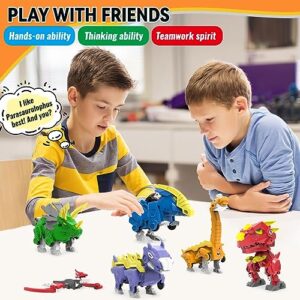 Wenbeier Robot Dinosaur Toys 6-in-1 Combined Large Robot Toys Take Apart Toys Including 6 Dinosaur Action Figures -Triceratops Deformation Toys for Kids 6-12（10“）